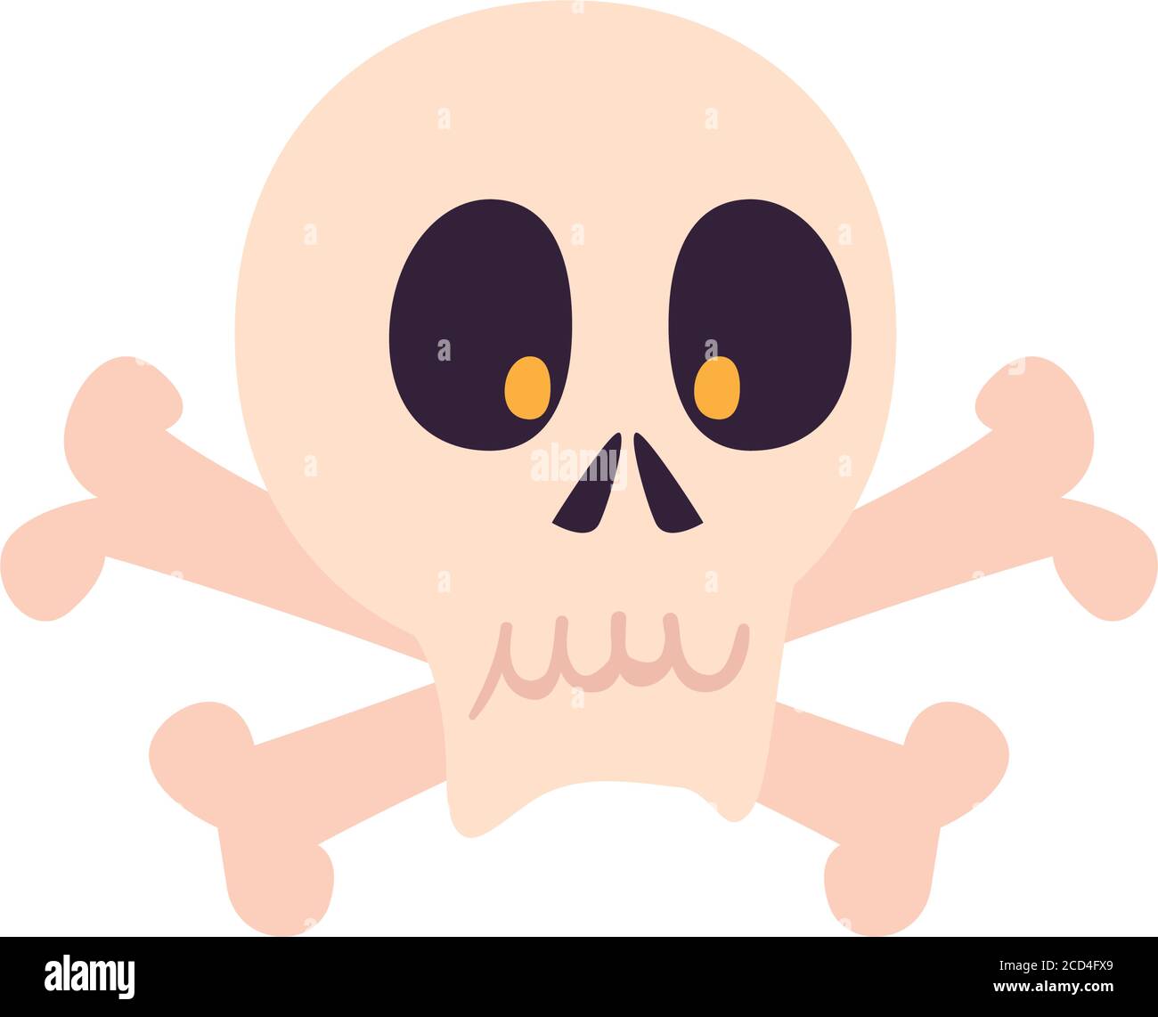 Halloween skull cartoon with bones free form style icon design, Holiday ...