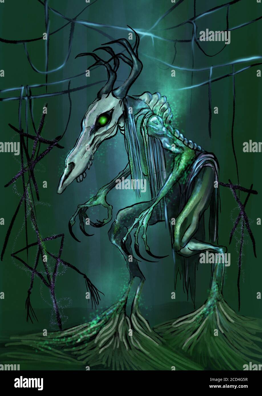 illustration of a spooky Wendigo cryptid monster Stock Photo - Alamy