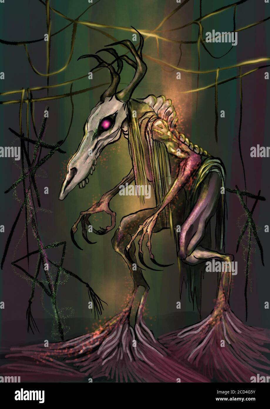 illustration of a spooky Wendigo cryptid monster Stock Photo - Alamy