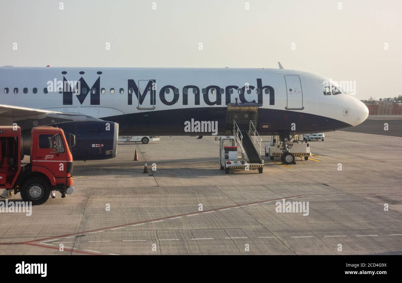 Monarch airlines airplane on airport runway Stock Photo - Alamy