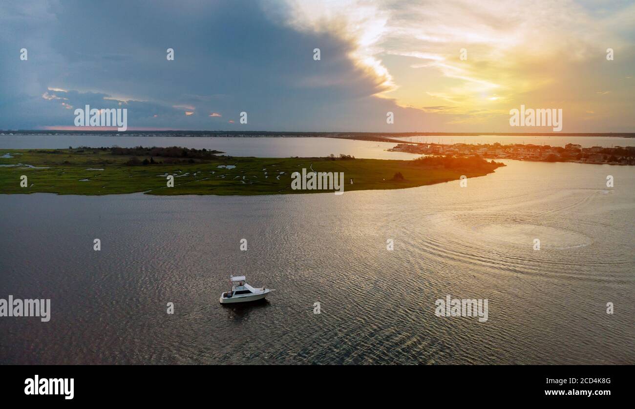 Beautiful ocean marina in aerial view a coastal residential area of in ...