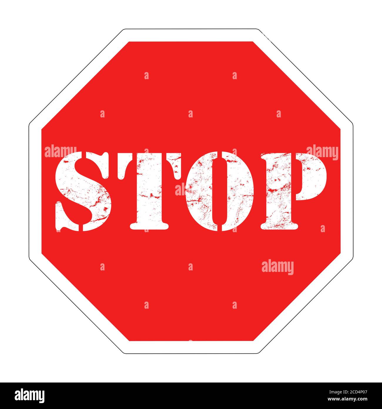 Red stop sign isolated on white background. Road retro style grunge ...