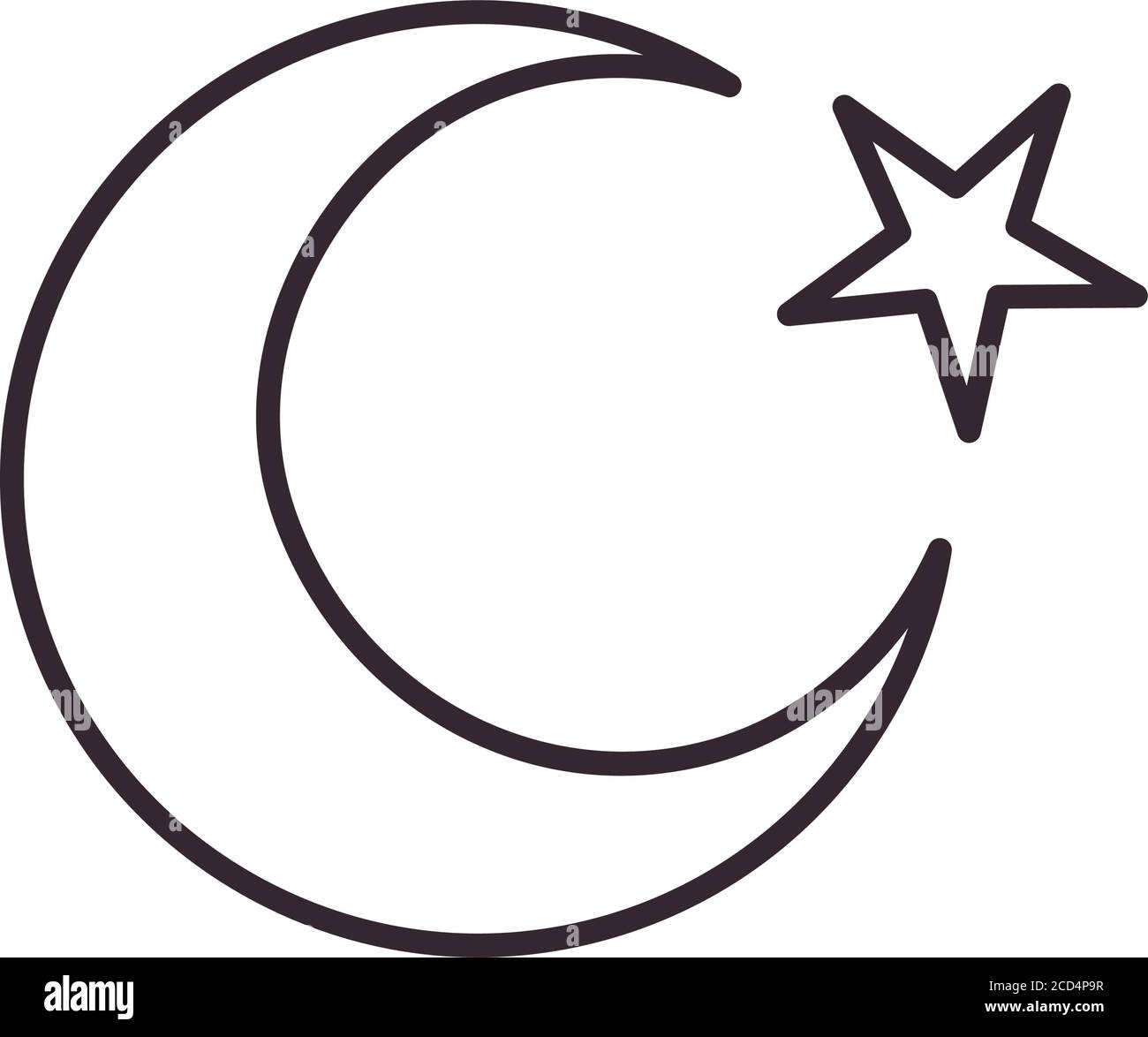 Turkish moon with star line and fill style icon design, Turkey culture ...