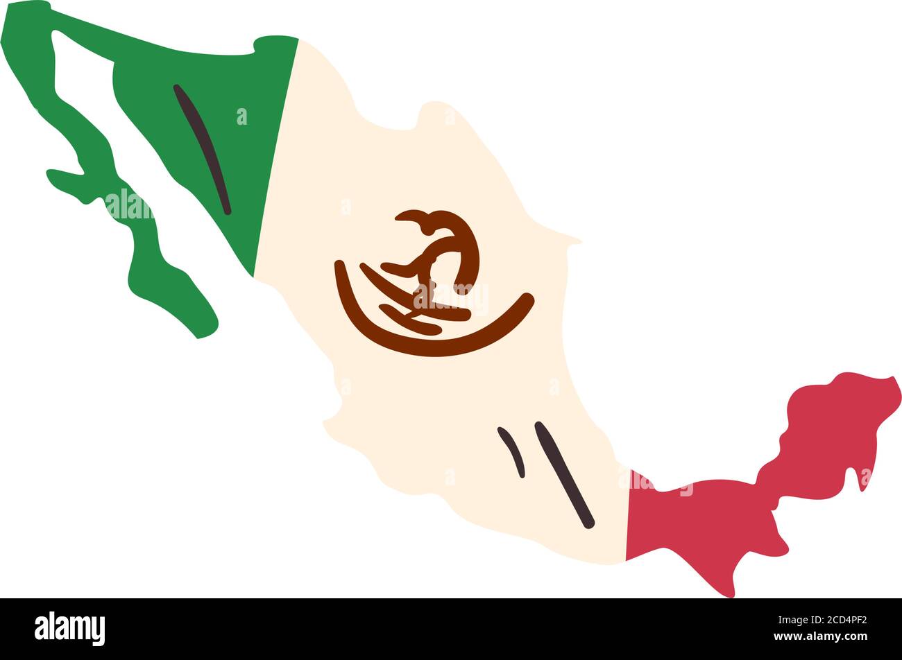 Mexican flag in map shaped free form style icon design, Mexico culture ...