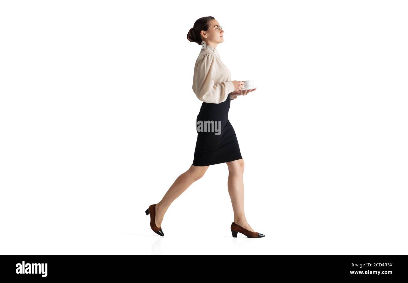 Beautiful business woman, secretary, manager isolated on white studio ...