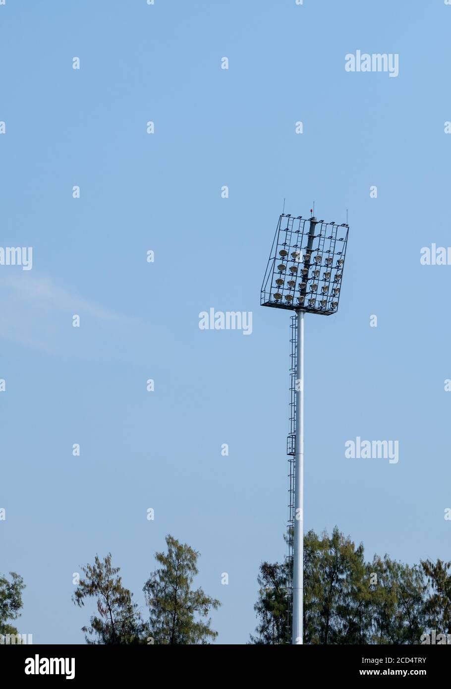 Stadium light with the led bulb on the metal pole for illumination in ...