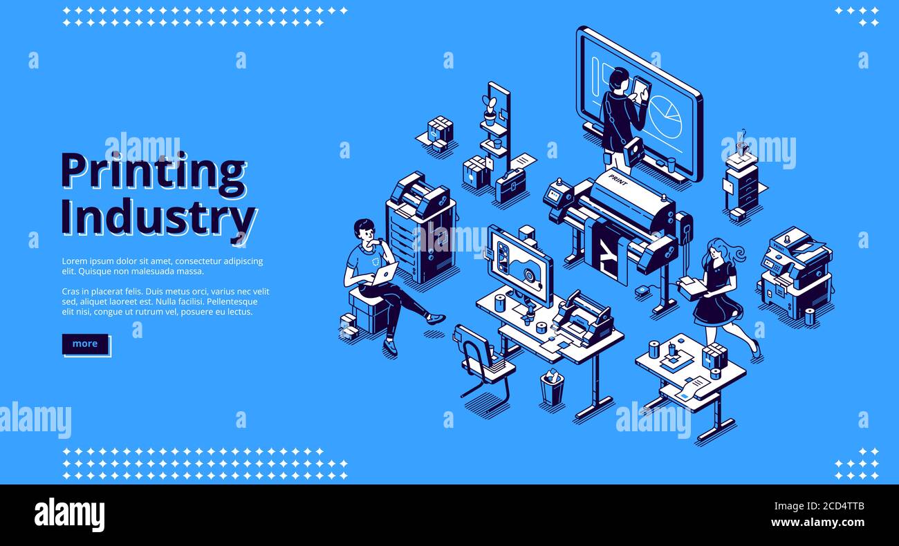 Printing industry banner. Typography business, polygraphy service ...