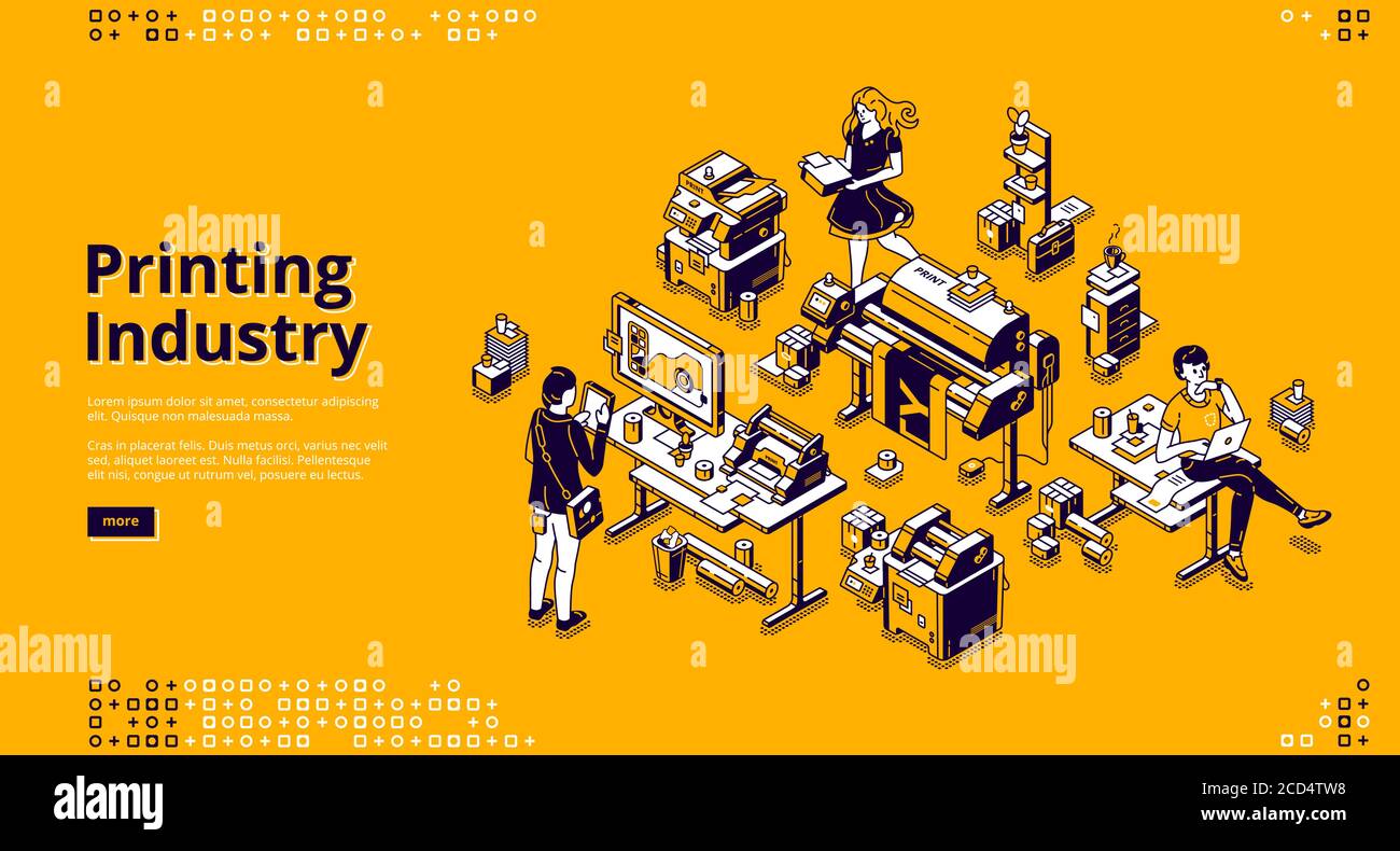 Printing industry banner. Typography business, polygraphy service ...