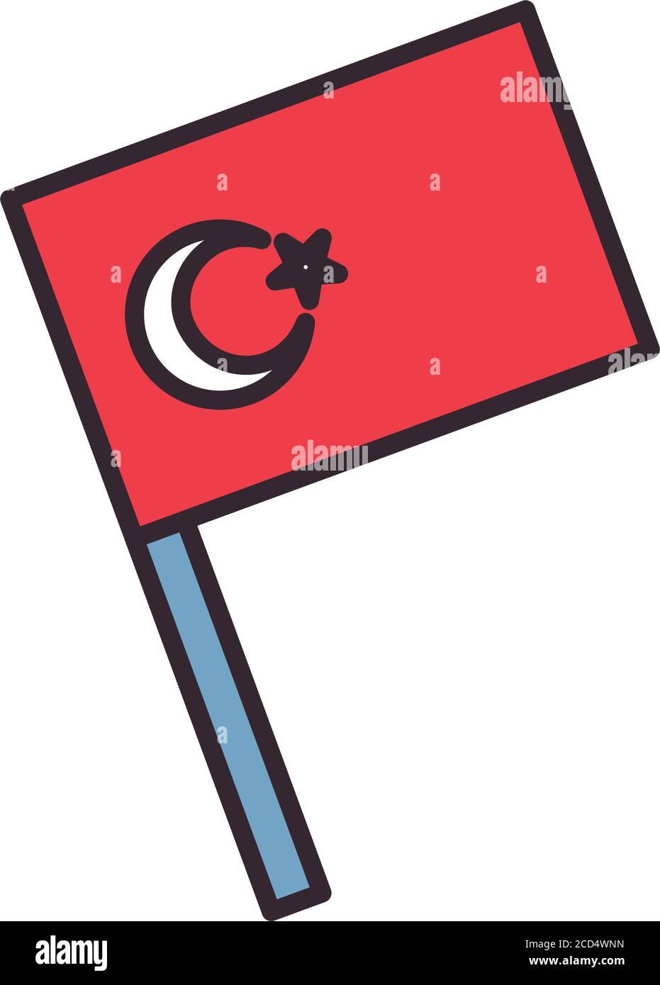 Turkish flag line and fill style icon design, Turkey culture travel and ...