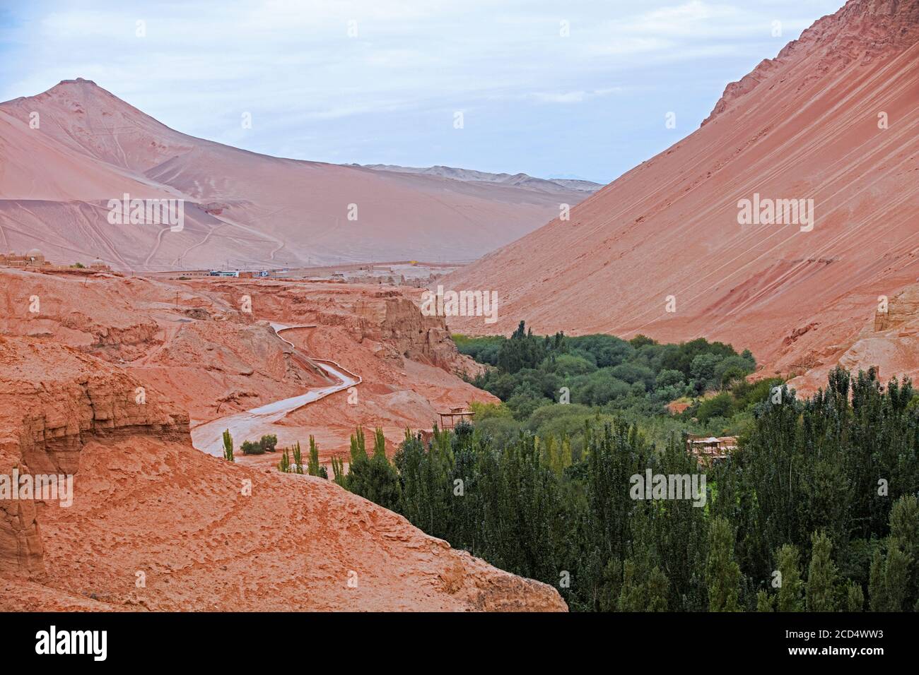 Road winding through the Flaming Mountains / Gaochang Mountains in the ...