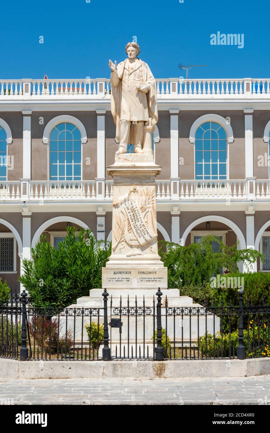statue of dionysios in solomos square on the greek island of zakynthos ...