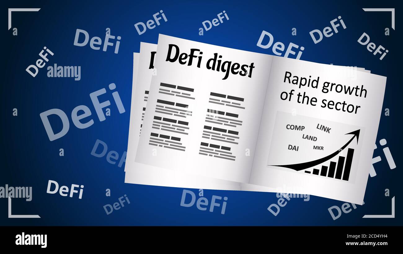 Newspaper with news about the growing market with DeFi decentralized ...