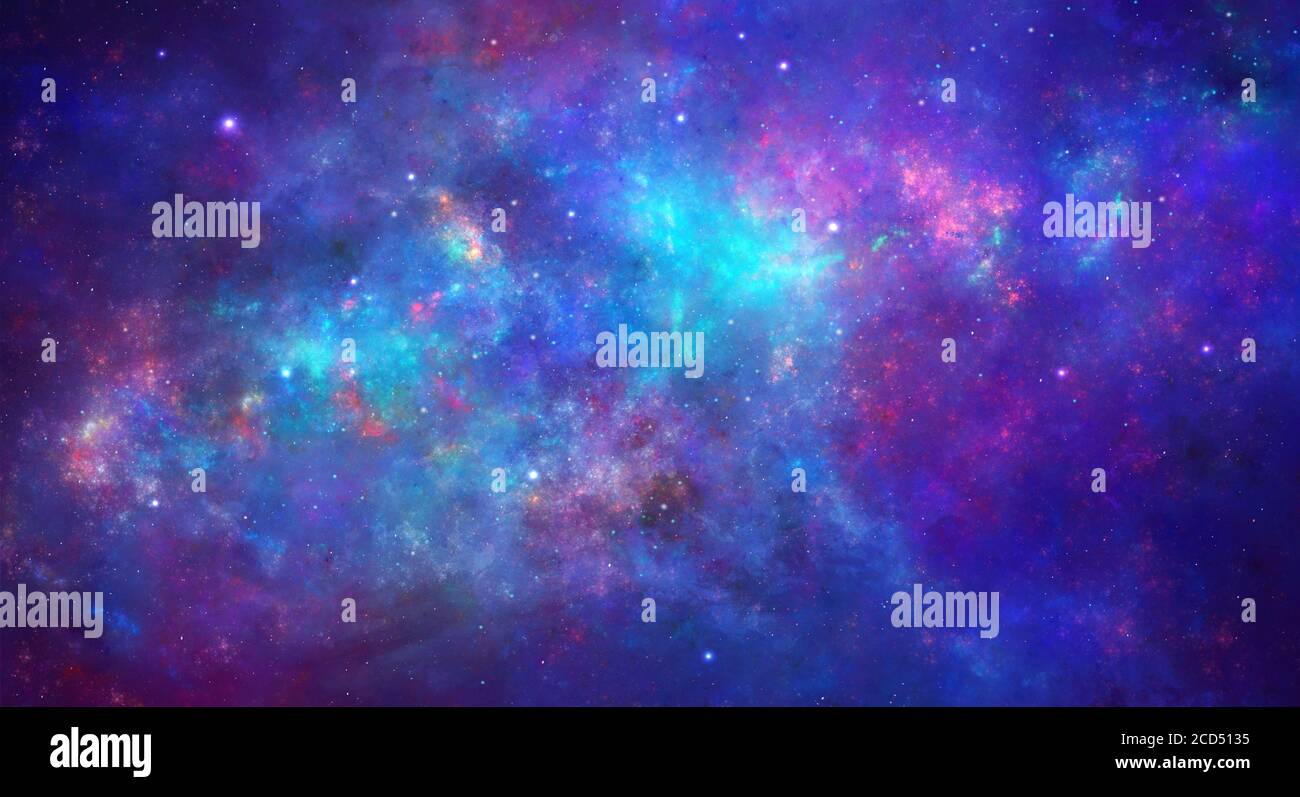 Space background. Colorful fractal nebula with star field. Elements furnished by NASA. 3D ...