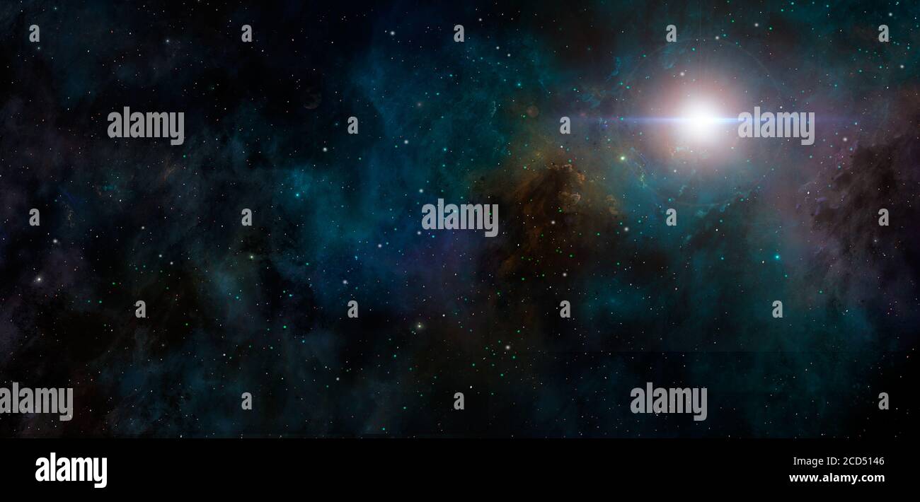 Space background. Colorful nebula with star field and sun. Elements ...