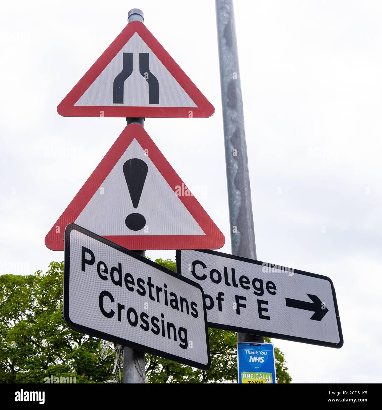 Multiple road and traffic signs in Ormskirk Lancashire June 2020 Stock ...