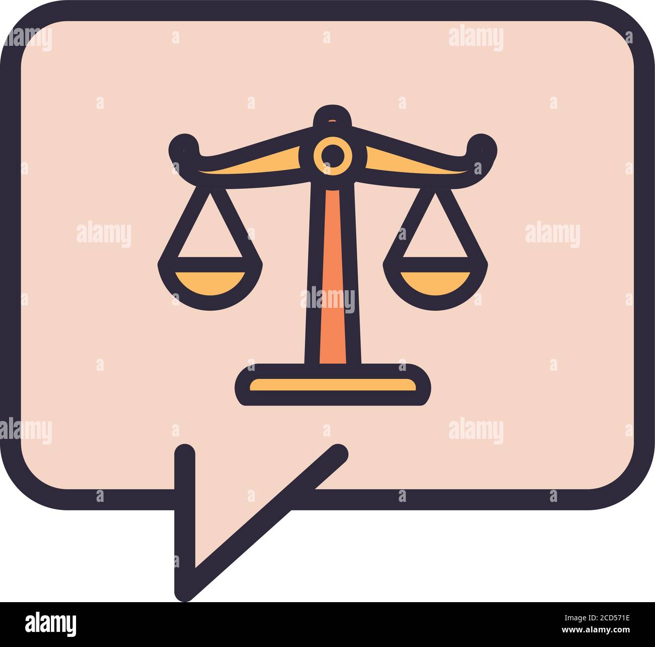 balance scale in bubble line and fill style icon design, Law justice ...