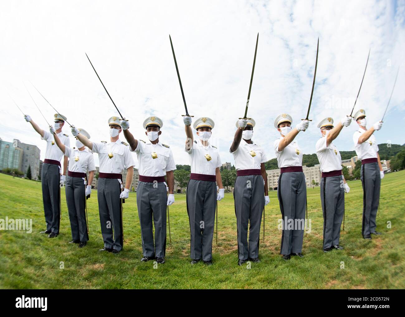 U.S. Military Academy cadets wearing PPE mask join the Class of 2024 ...