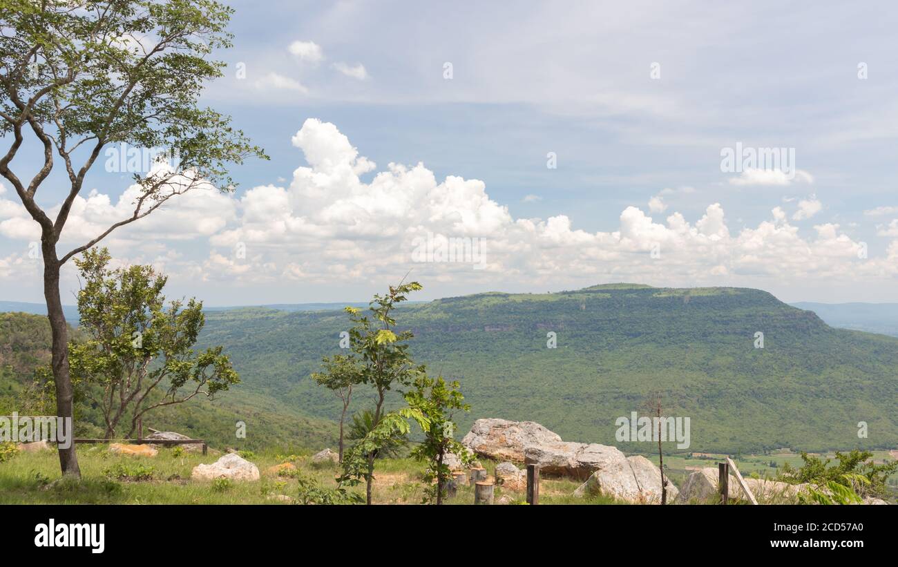 Cliff on top of the hill with sky and clouds in the background Stock ...