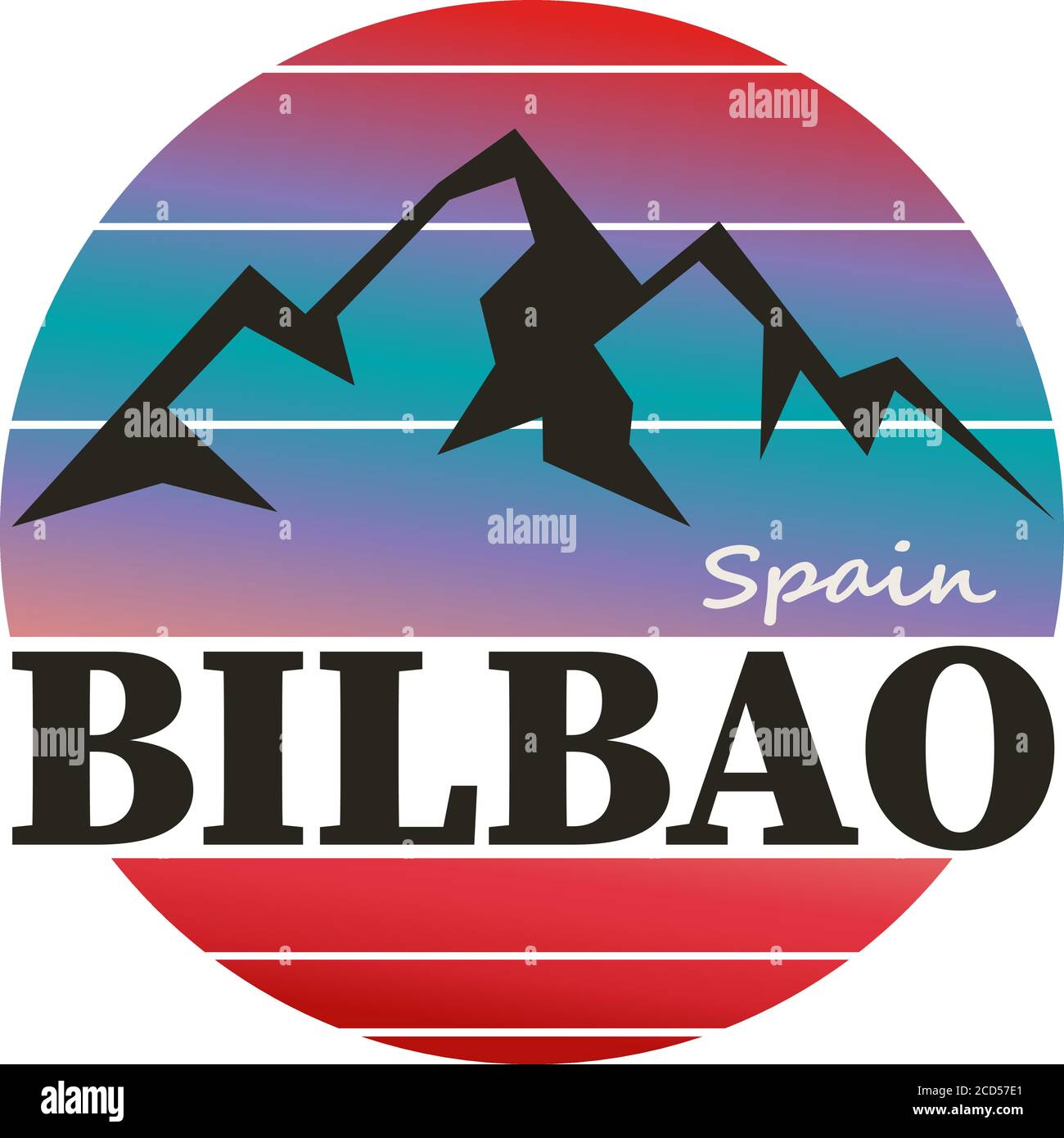 Round button Icon inscription of city name: Bilbao in modern style ...