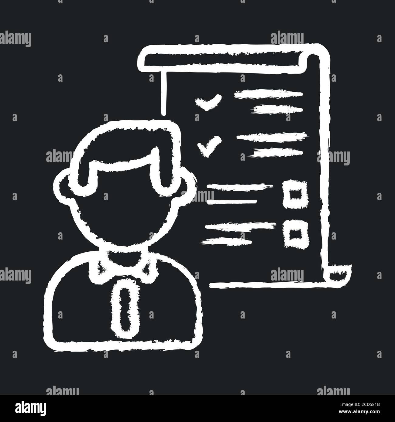 Demands list chalk white icon on black background Stock Vector Image ...
