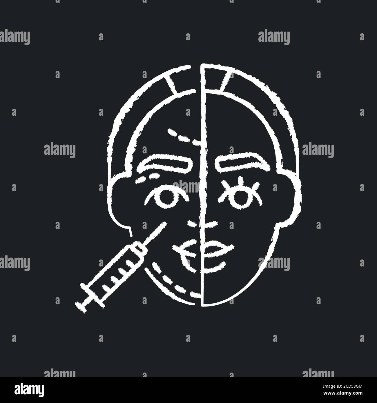 Skin injections chalk white icon on black background Stock Vector Image ...
