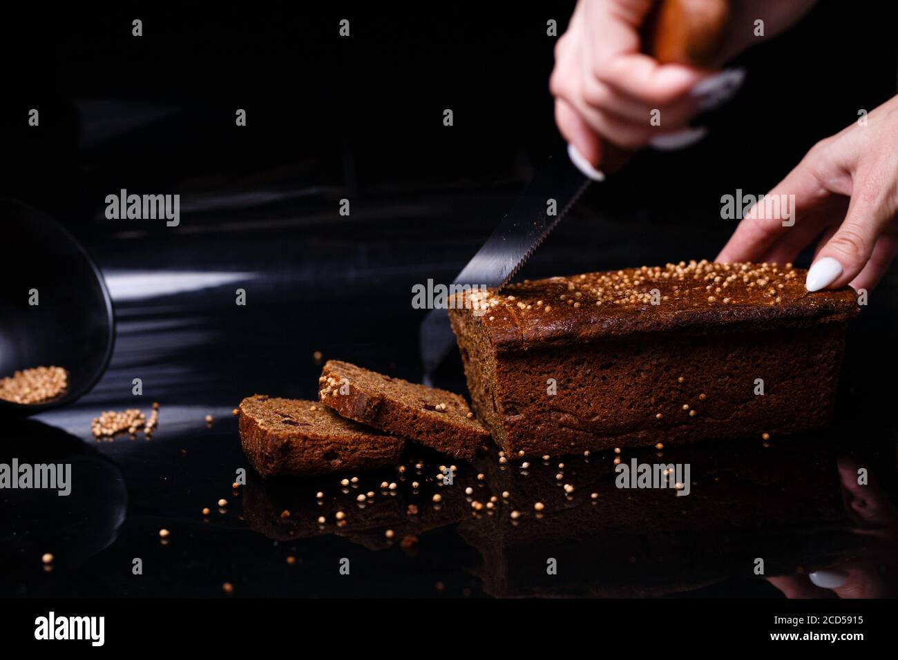 Black sesame spread on bread hi-res stock photography and images - Alamy