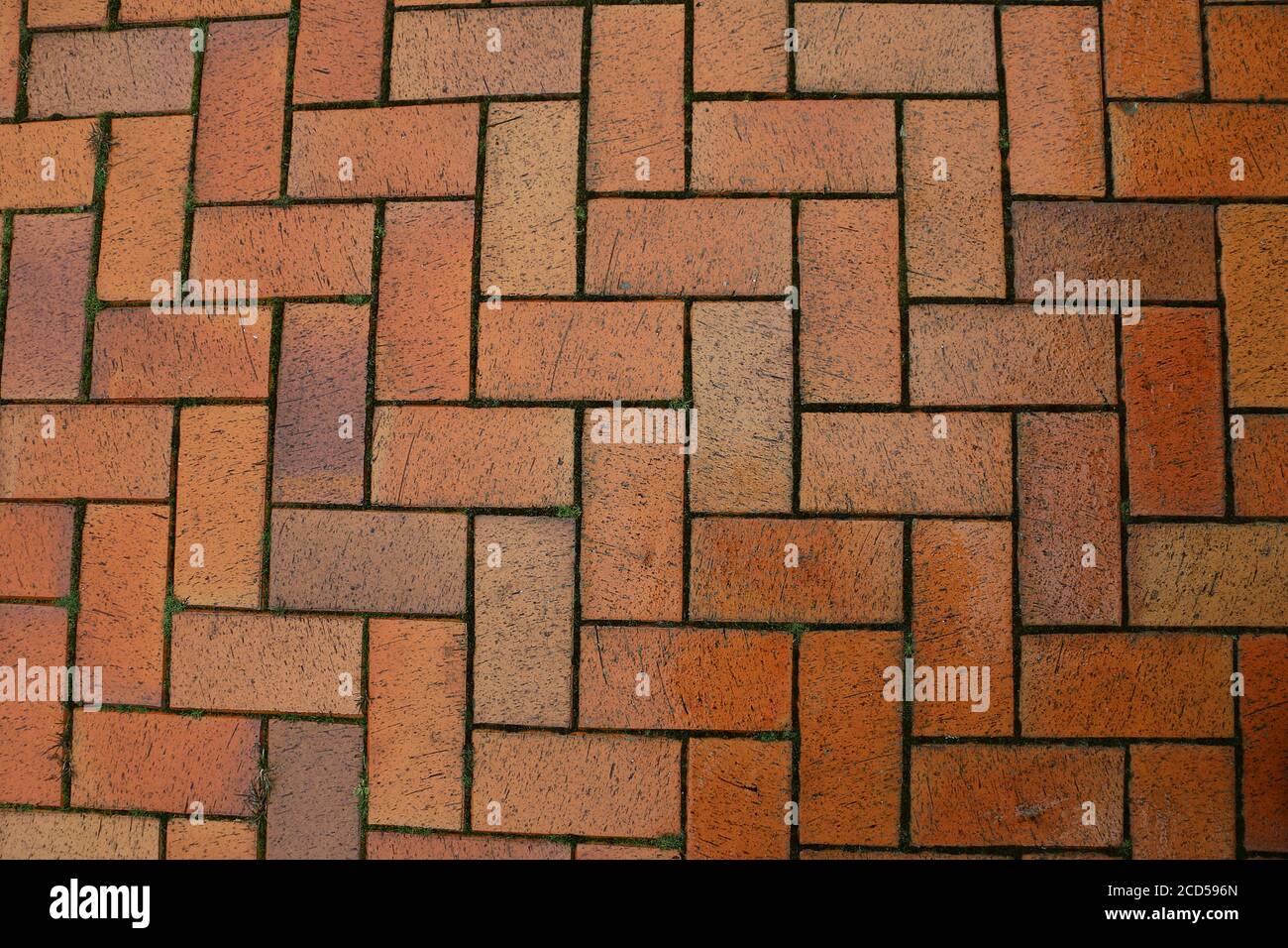 Top view of a brick road in a herringbone pattern Stock Photo - Alamy