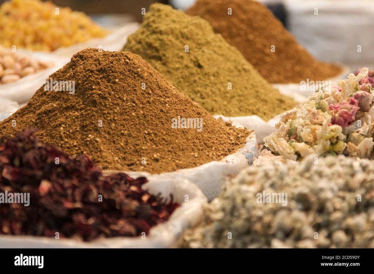 The Al-Hamidiyah Souq, Damascus Syria 04/12/2009 spices in the main ...