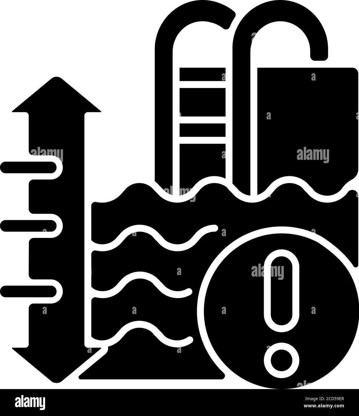 Pool depth black glyph icon Stock Vector Image & Art - Alamy