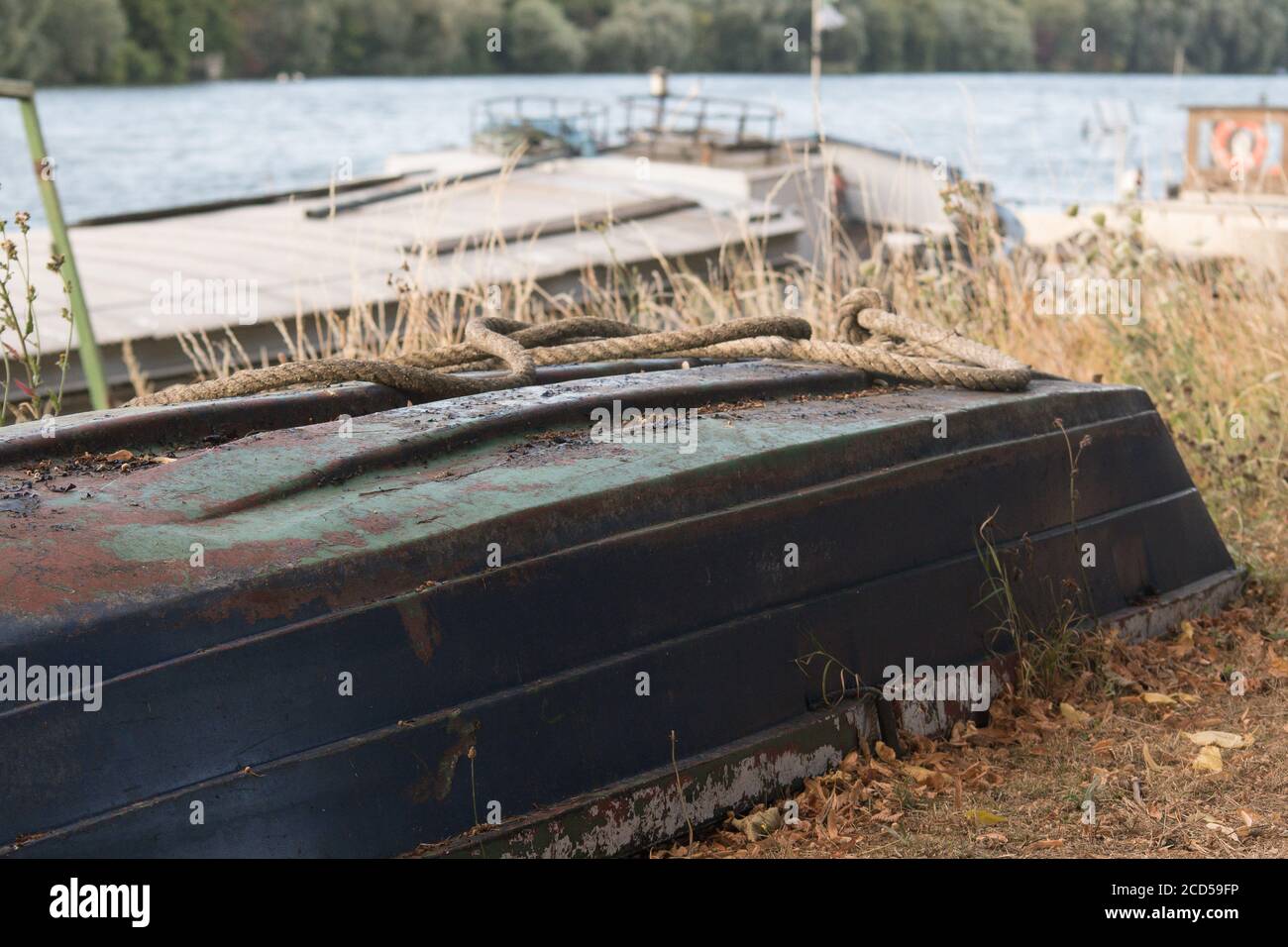 Boat with a rope Stock Photo - Alamy