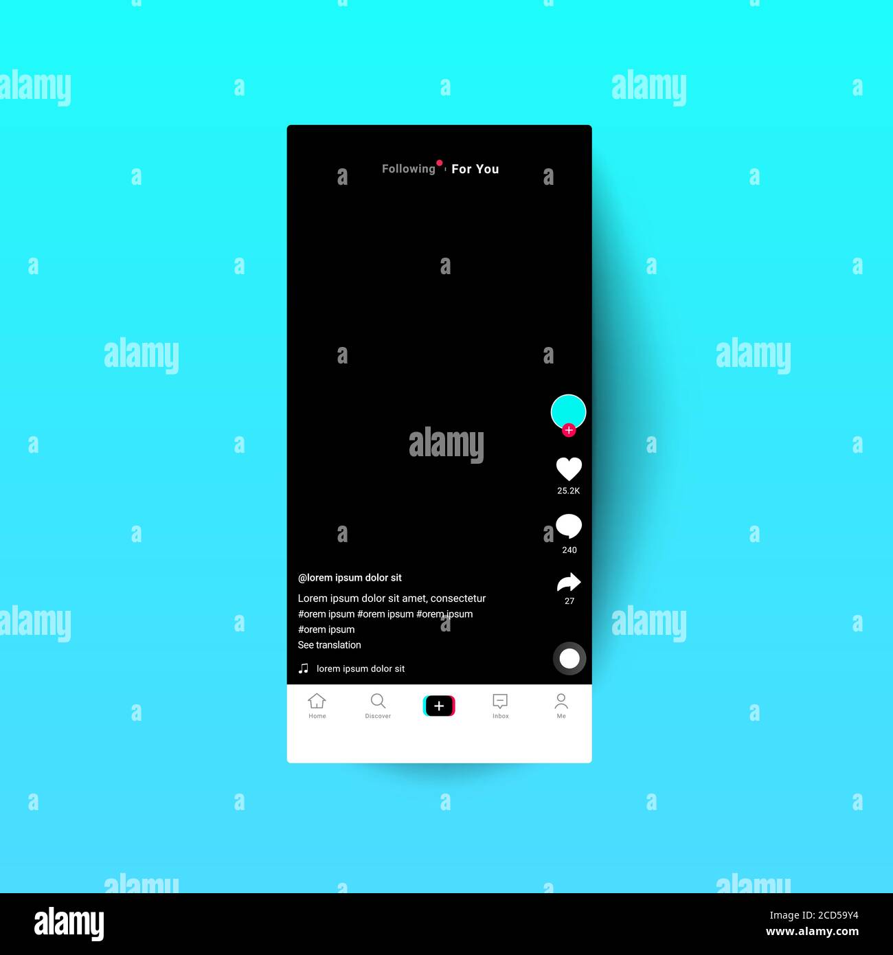 Creative tiktok video interface. Creative mockup application page user ...
