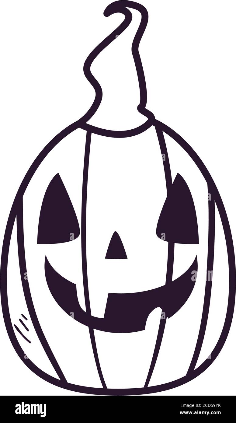 Halloween pumpkin cartoon free form line style icon design, Holiday and ...