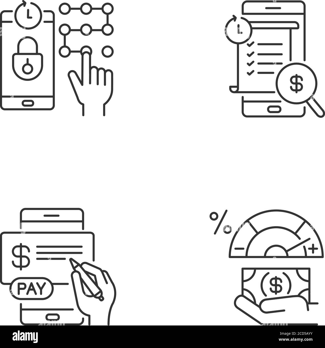 E banking service linear icons set Stock Vector Image & Art - Alamy