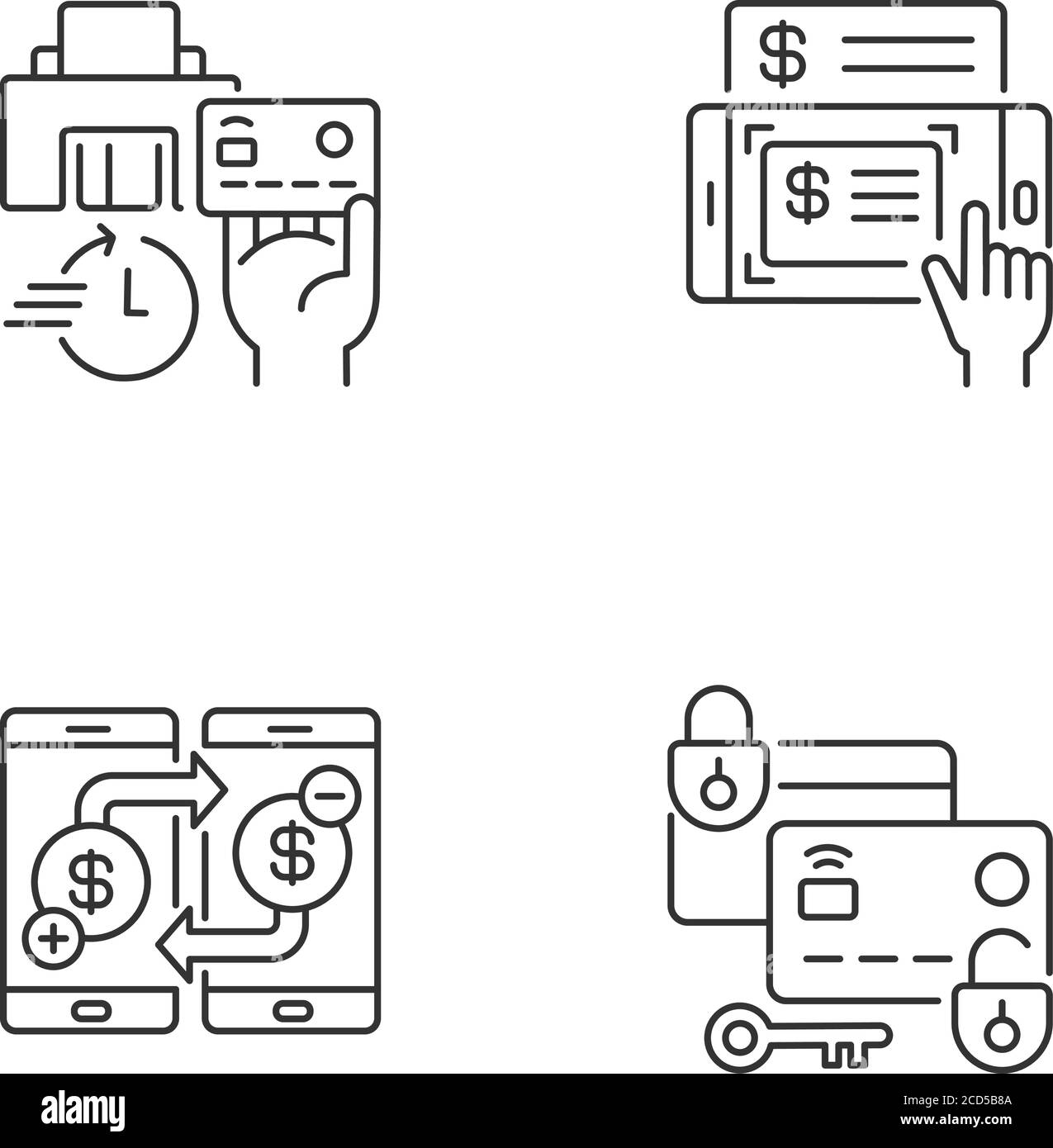 Mobile transfer linear icons Cut Out Stock Images & Pictures - Alamy