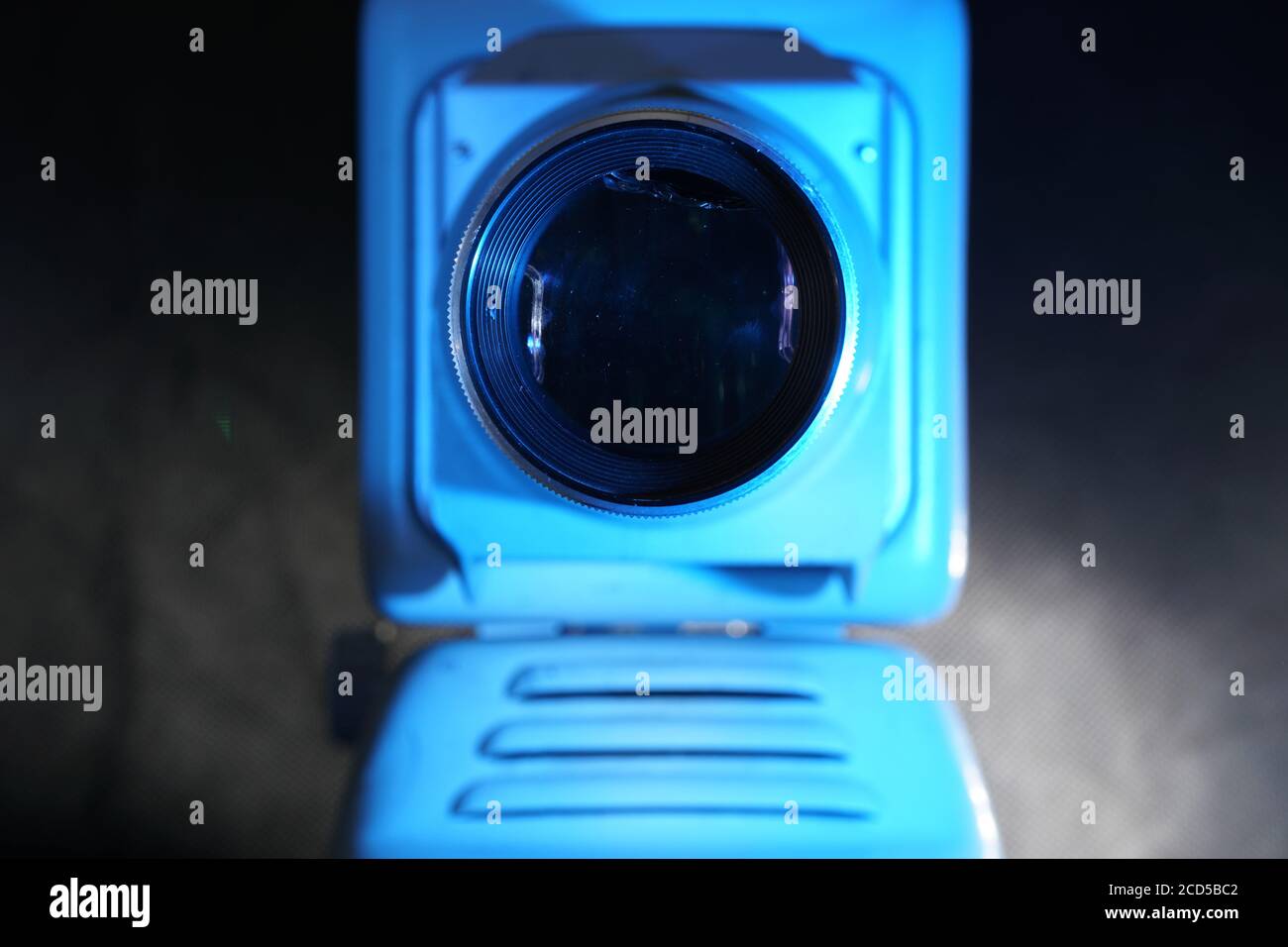 Closeup shot of old slide projector with slide frame Stock Photo - Alamy