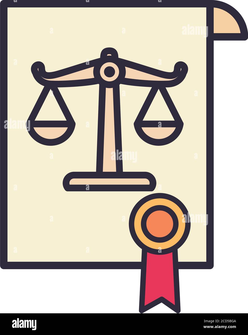 balance scale on document line and fill style icon design, Law justice ...