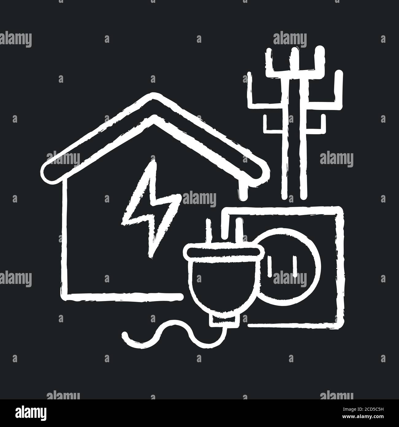 Electricity connection chalk white icon on black background Stock ...