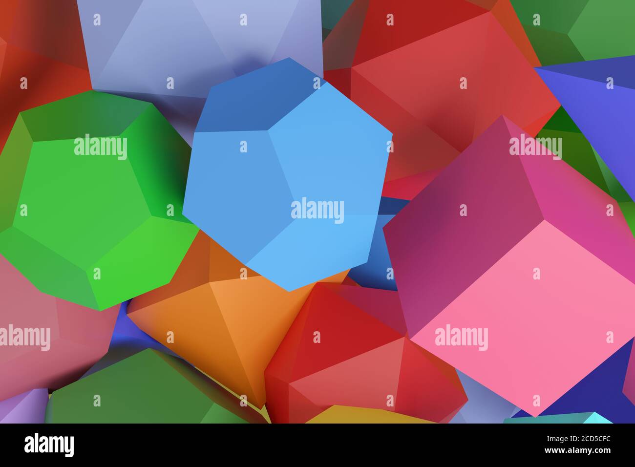 Geometric bodies of different colors. Platonic solids. 3d illustration ...