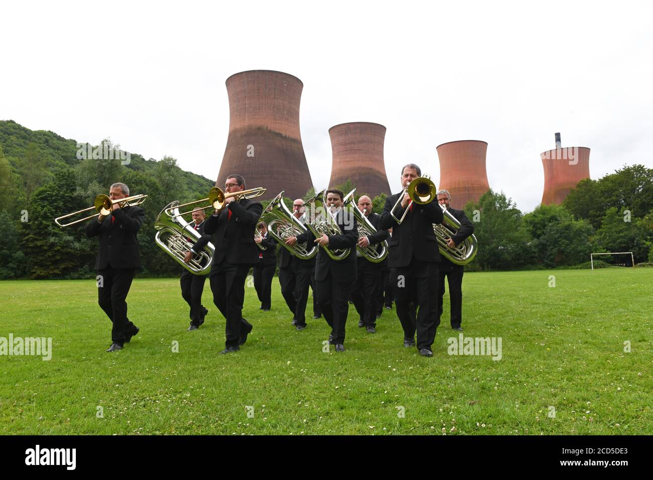 Jackfield Brass Band and the Ironbridge Power Station cooling towers ...