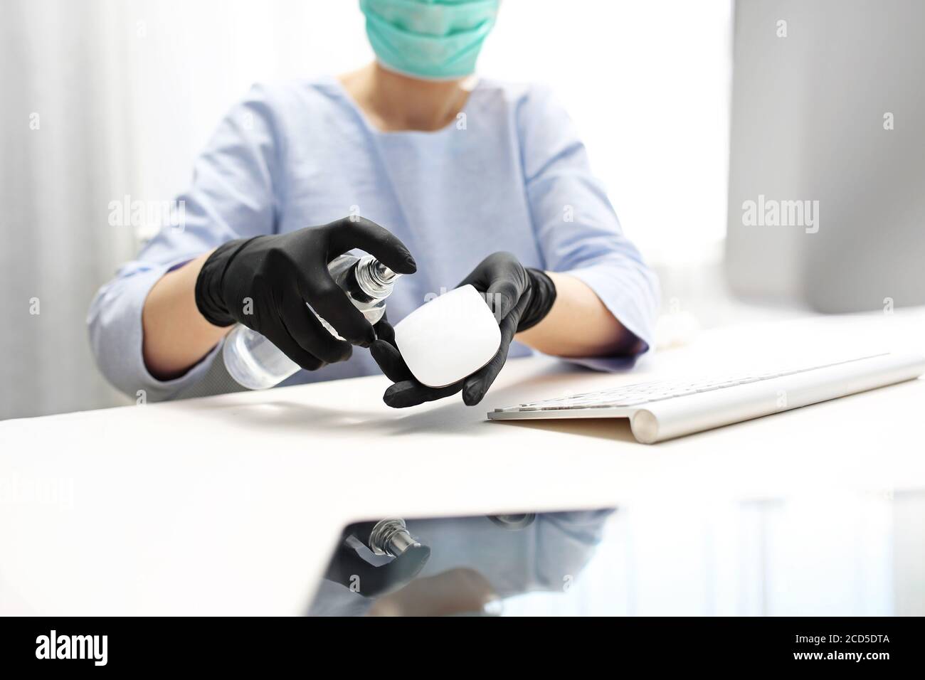 Computer disinfection. Computer keyboard disinfection. Disinfection of ...