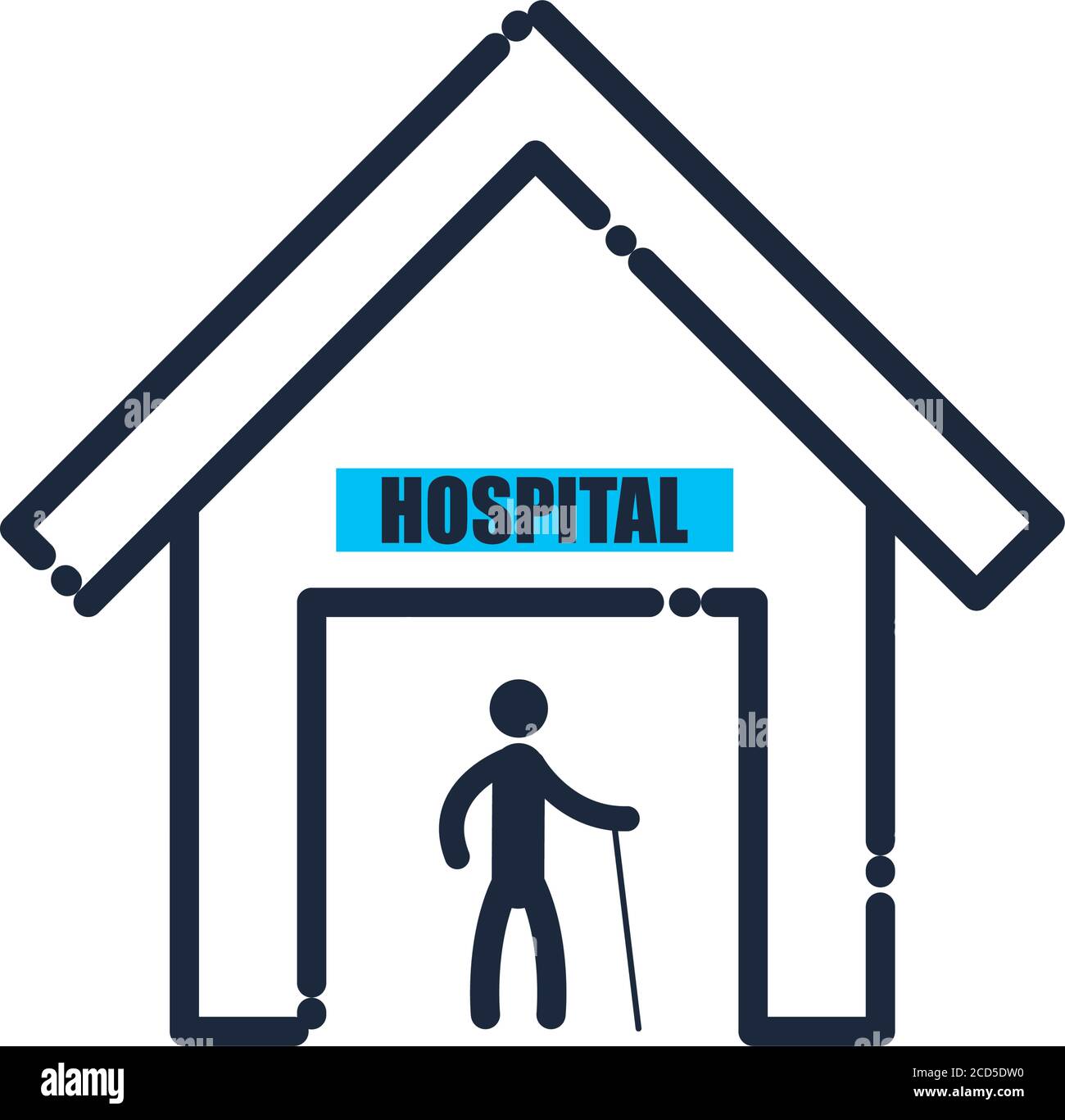 man with cane in hospital line and fill style icon of Handicapped ...