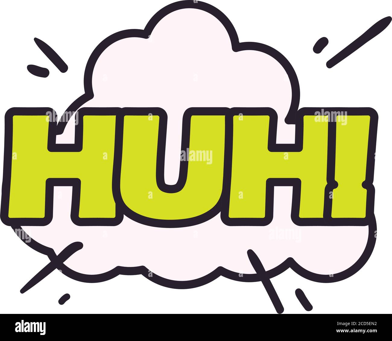 huh cloud bubble line and fill style icon design of pop art retro ...