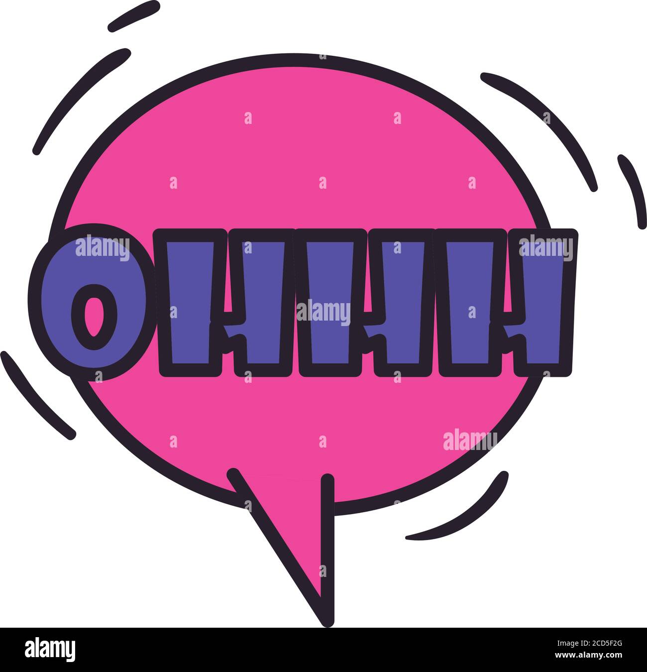 ohhh bubble line and fill style icon design of pop art retro expression ...