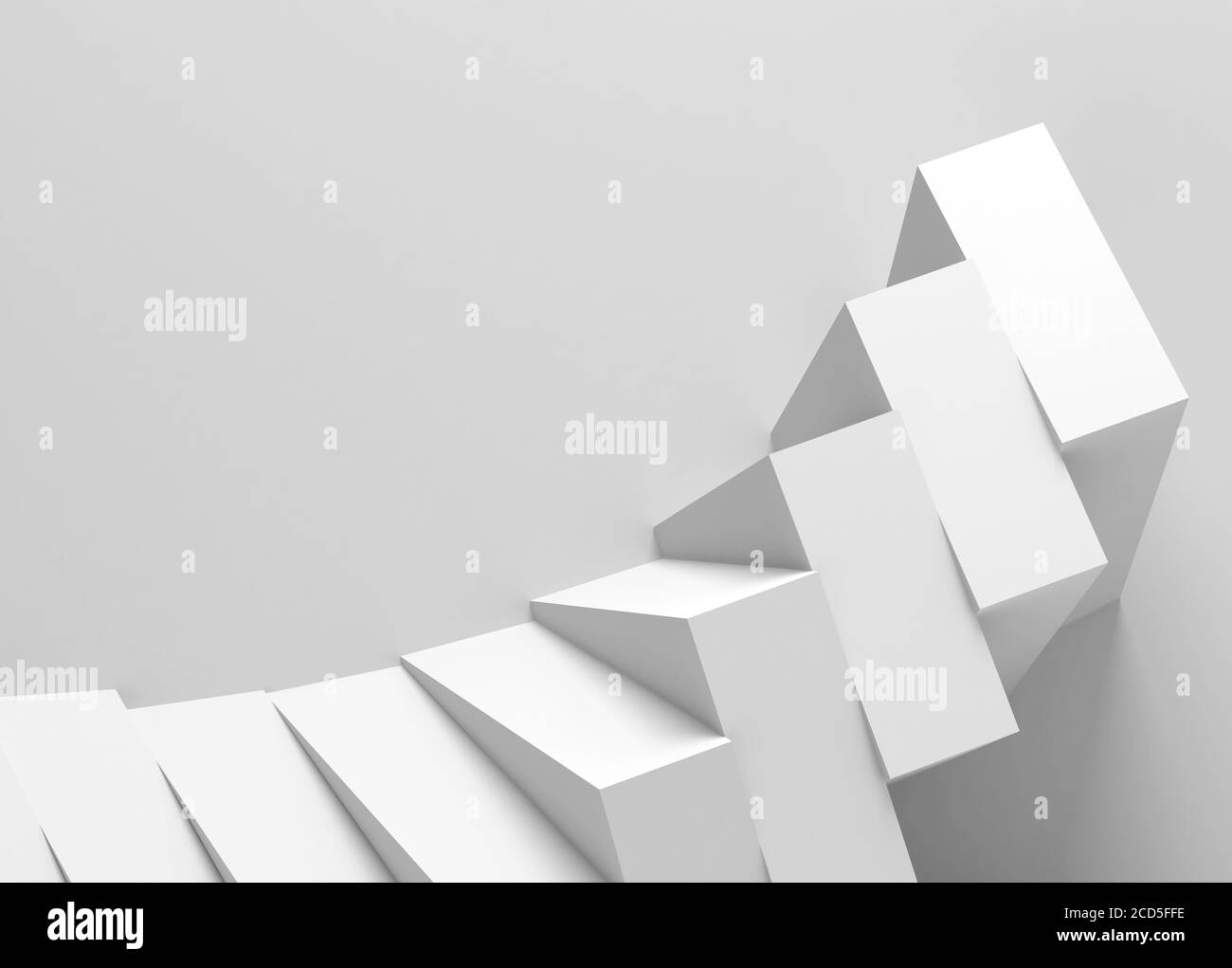 Abstract parametric architectural background, white spiral installation ...