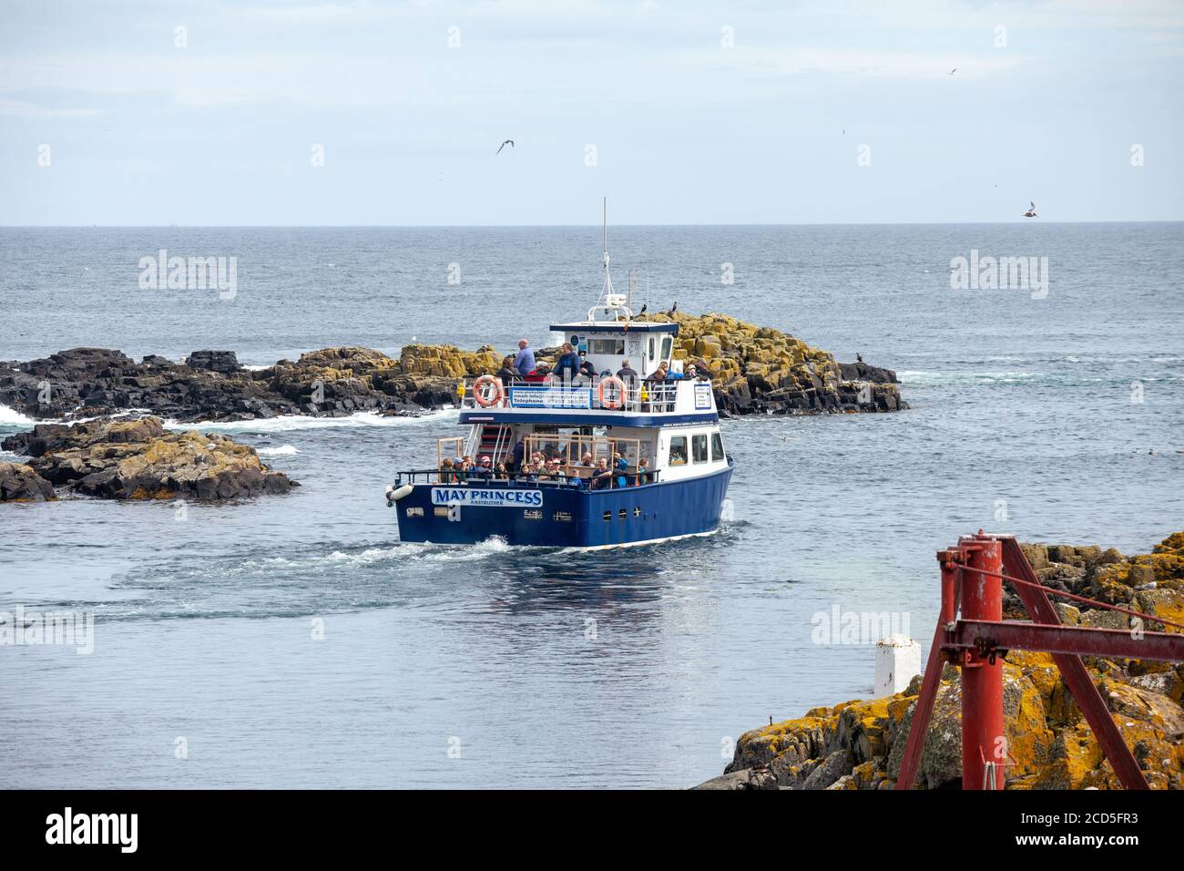 The May Princess pleasure boat at harbour on the Isle of May Stock ...