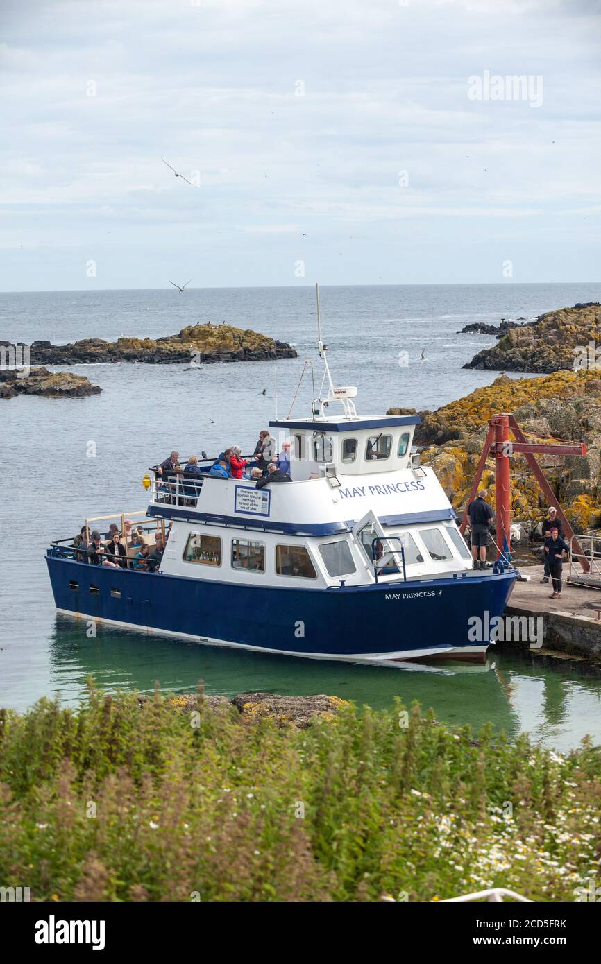 The May Princess pleasure boat at harbour on the Isle of May Stock ...