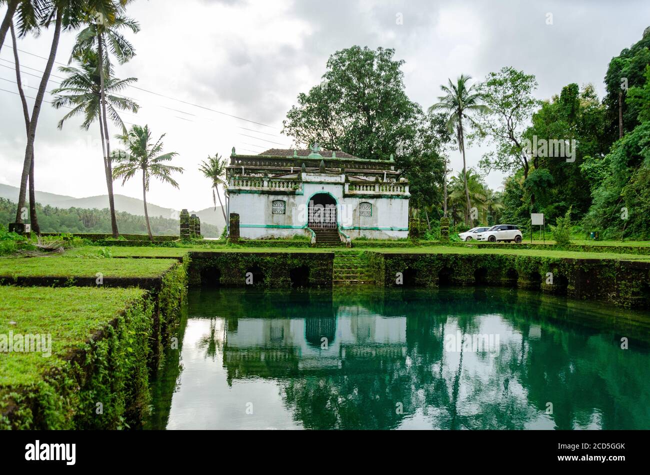 Beautiful view of Surla Mosque and Tank during monsoon season at Surla ...