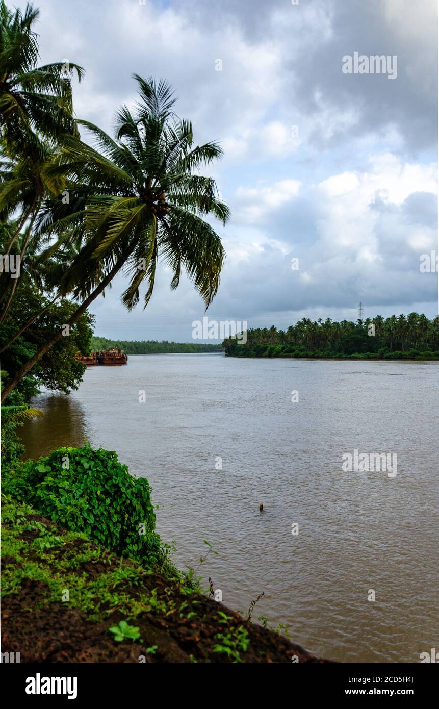 Beautiful view of Mandovi River or Mhadei River (described as the ...