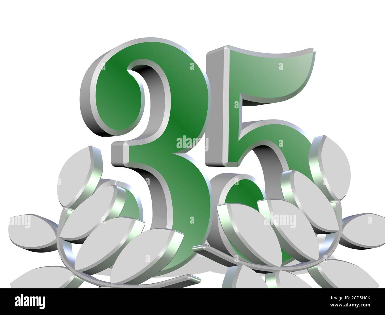 Anniversary, thirty-five years, with a laurel wreath Stock Photo - Alamy