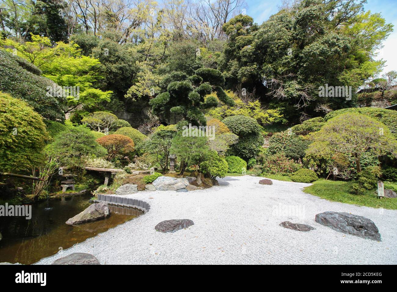 Kamakura, Japan - 2019-04-07 Decorative garden In the zen temple of ...